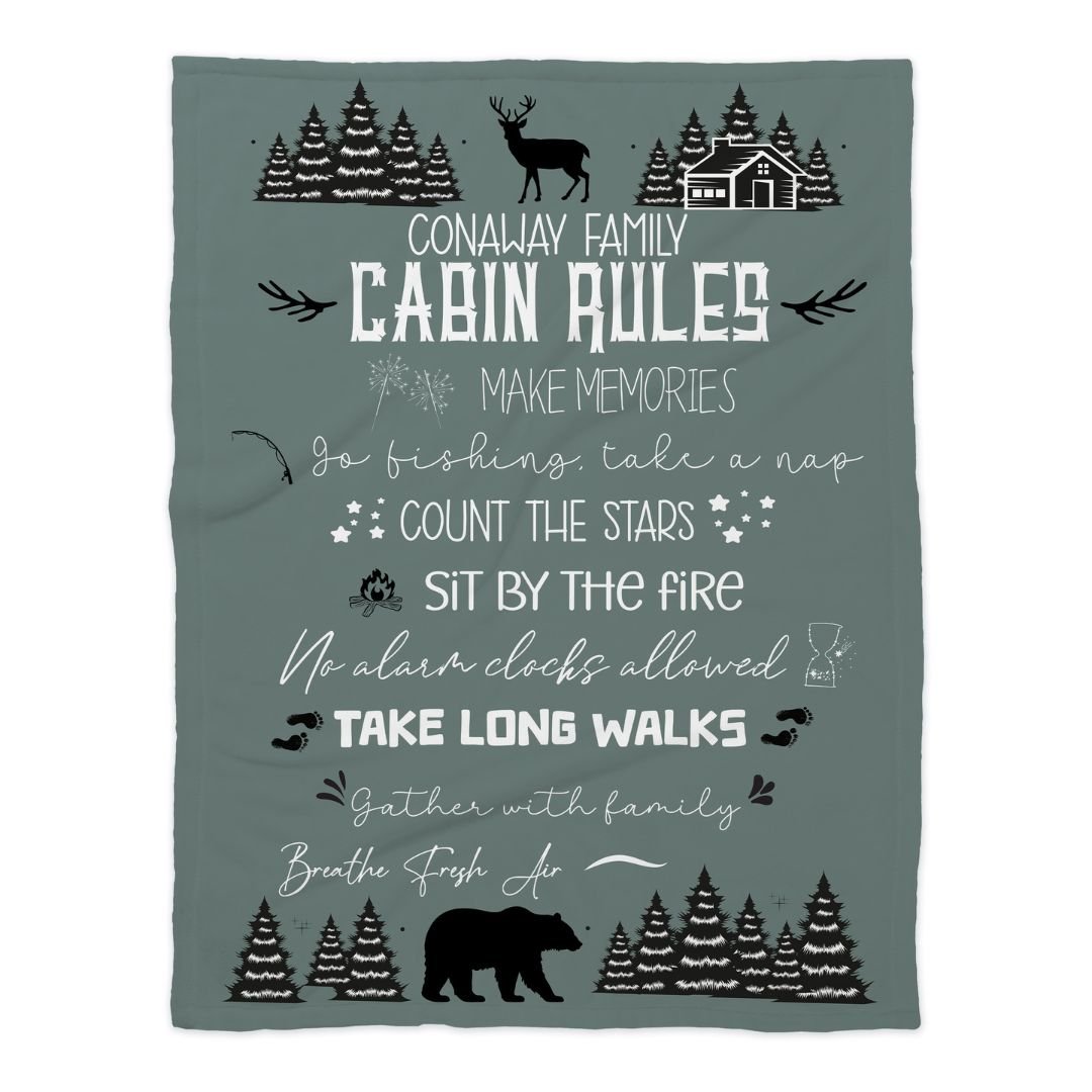 Cabin Rules Blanket - Log Cabin Decor – Twinklette™