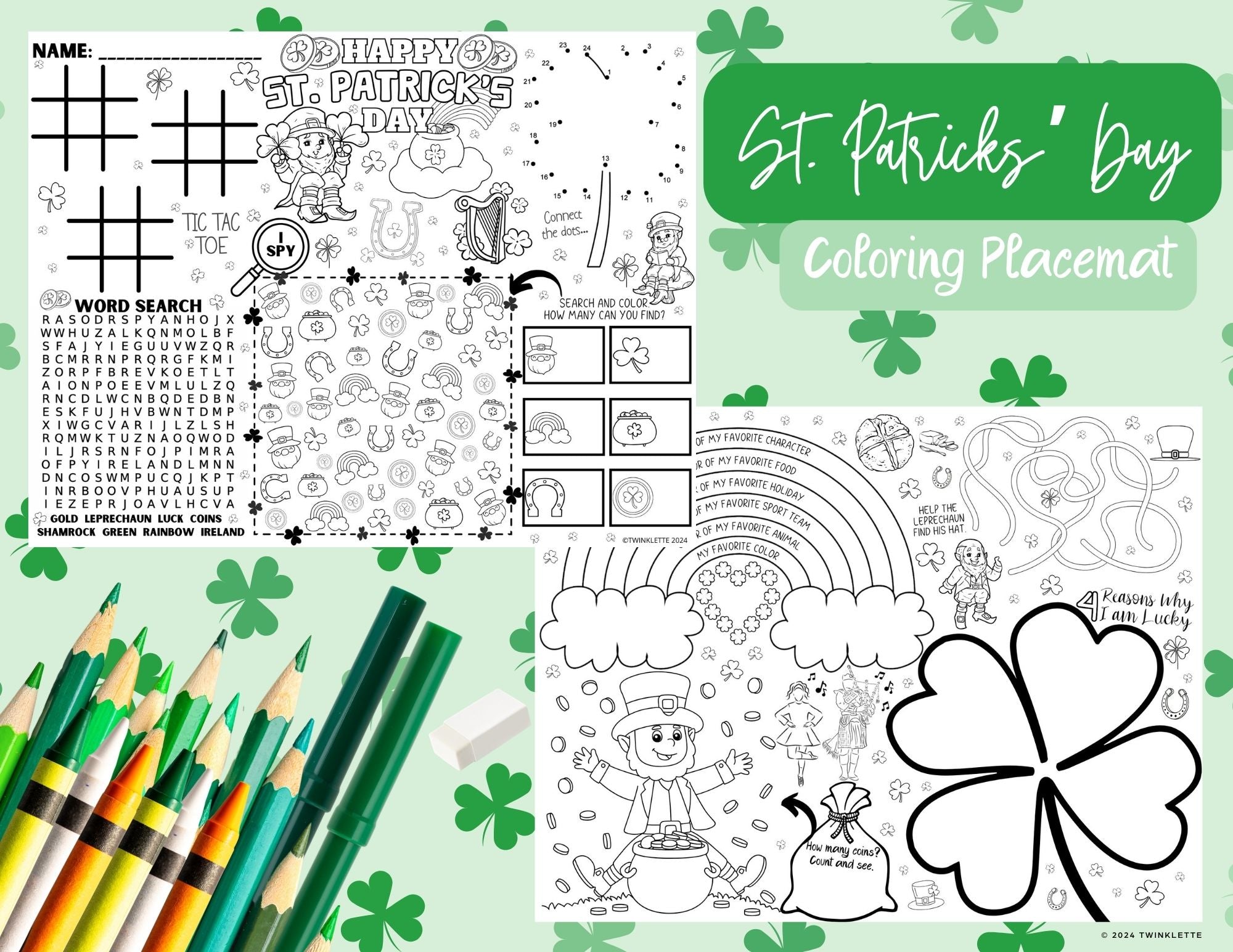 St. Patrick's Day Coloring Placemat with Word Search: 4 Reasons Why I ...